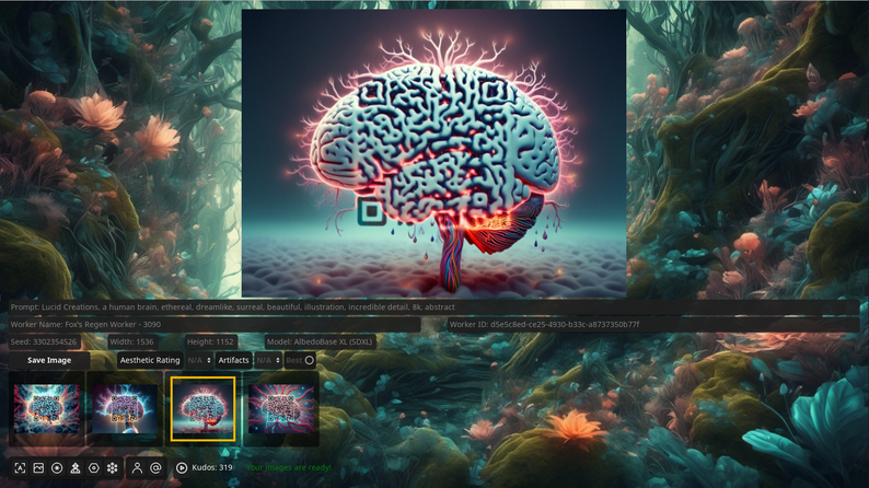 Lucid Creations - Stable Diffusion GUI without GPU by db0 Lucid Creations - Stable Diffusion GUI without GPU by db0