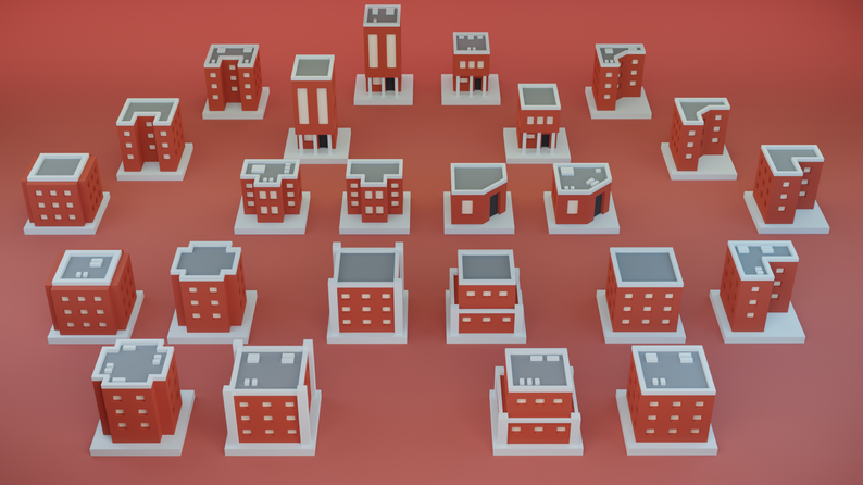 Low Poly Buildings (Multiple Colors and Variations!) by GualtierisGG