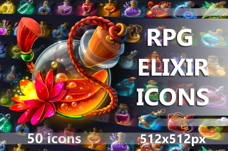 Elixir Icons by Free Game Assets (GUI, Sprite, Tilesets)