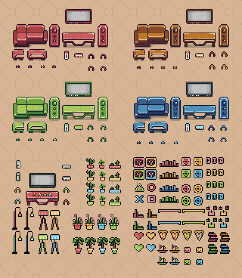 Gamer Furniture Pixel Pack by Chris' Tutorials