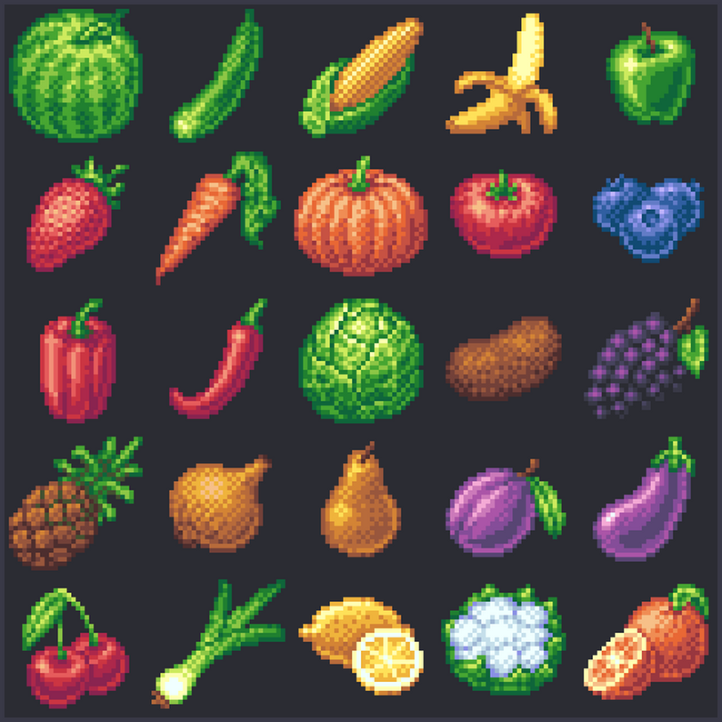 Tutti Frutti FREE - 32x32 Fruits & Vegetables by Nikoichu