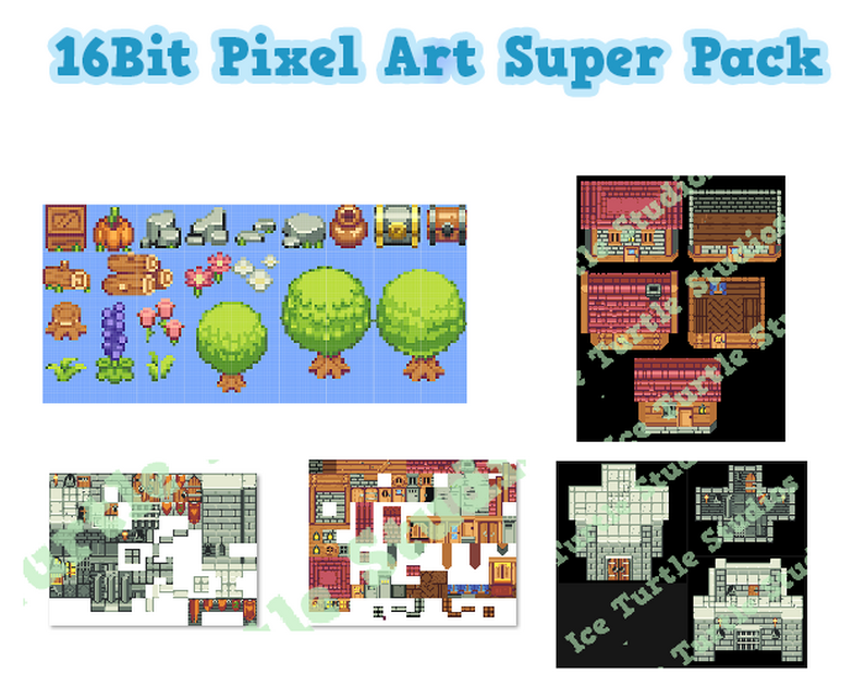16 Bit Pixel Art Super Pack by iceturtlestudios
