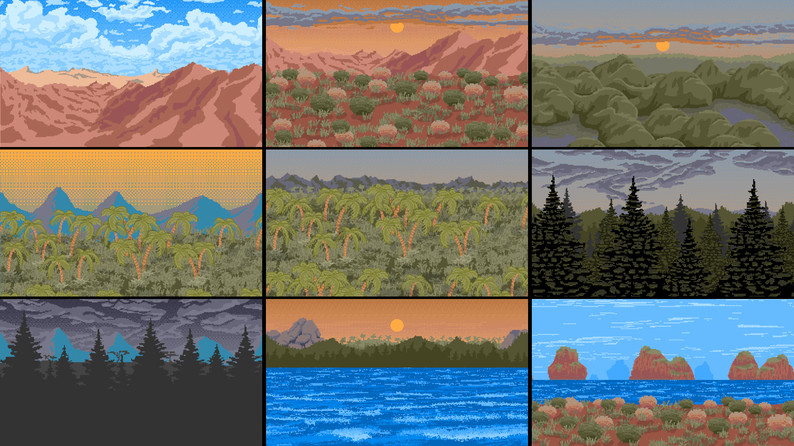 Pixel art backgrounds platformer nature pack by Dlou Saiyan