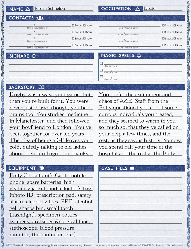 Rivers of London RPG Free Handouts Pack by Chaosium