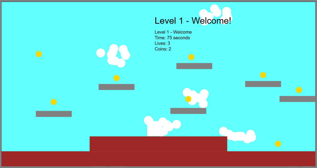 p5.play Platformer 1 - Level 1 - Welcome by Jemon Golfin