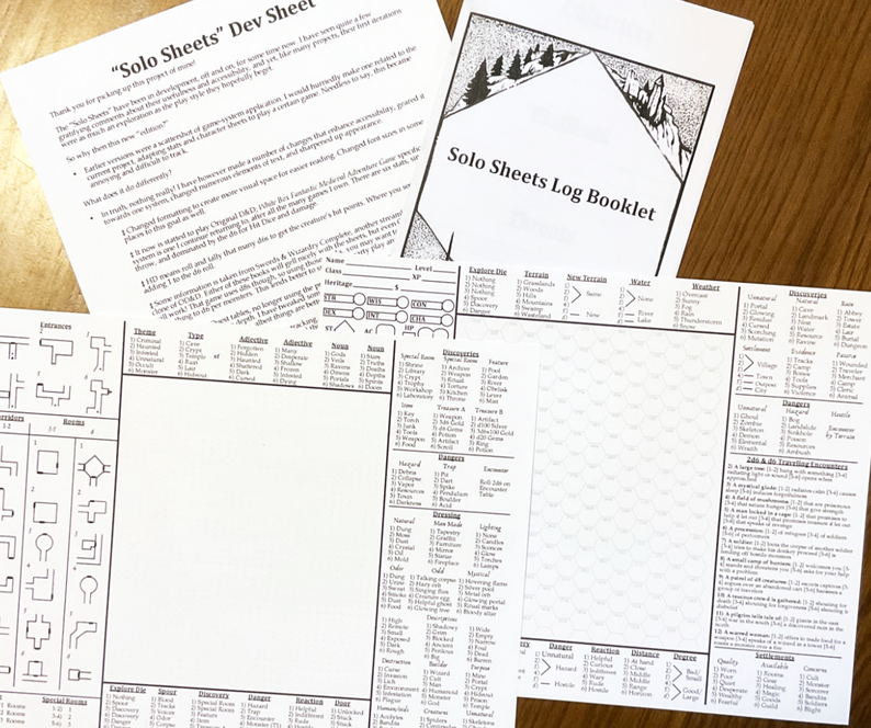 Solo Gaming Sheets by Perplexing Ruins
