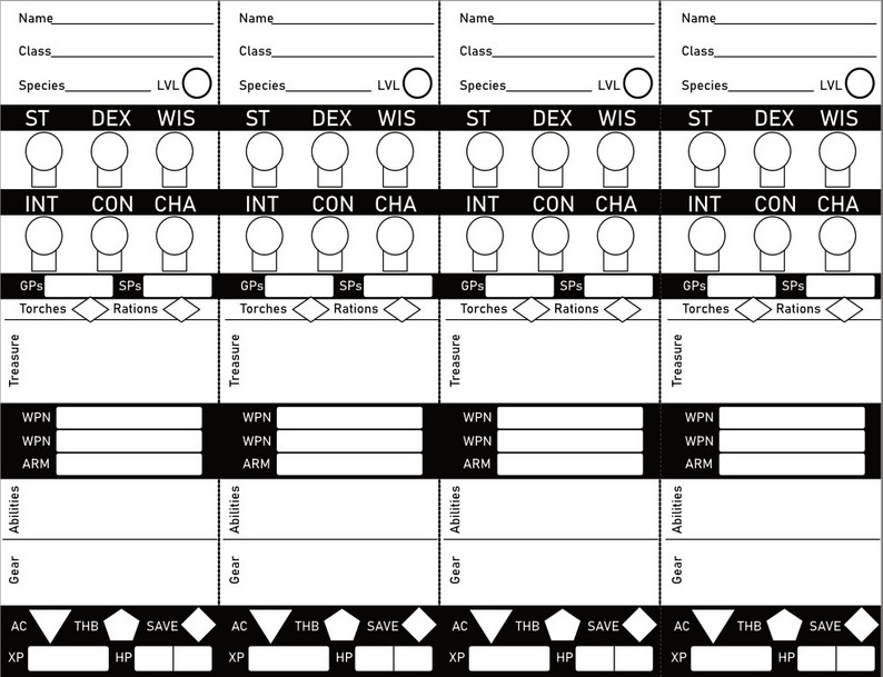 Solo Gaming Sheets by Perplexing Ruins