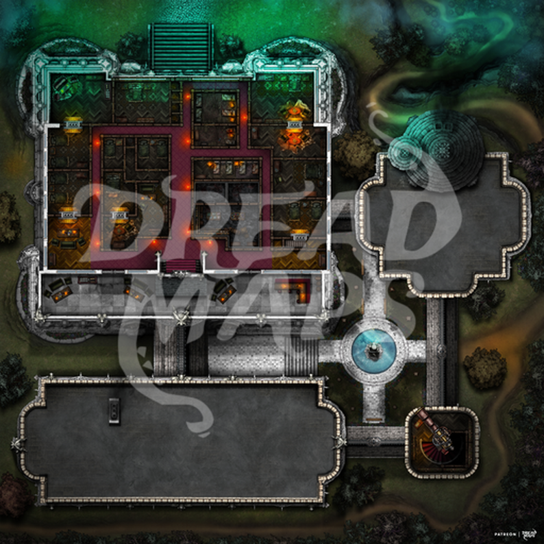 Rosebud Hollow Manor TTRPG Battlemap by DreadMaps