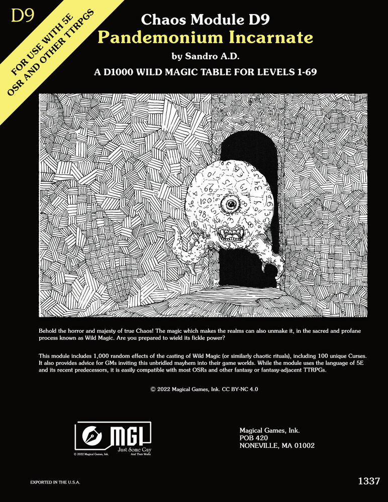 Pandemonium Incarnate - A d1000 Wild Magic Table by SandroAD