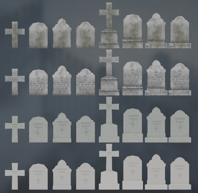 3D low poly pixel graveyard pack by piccolomago