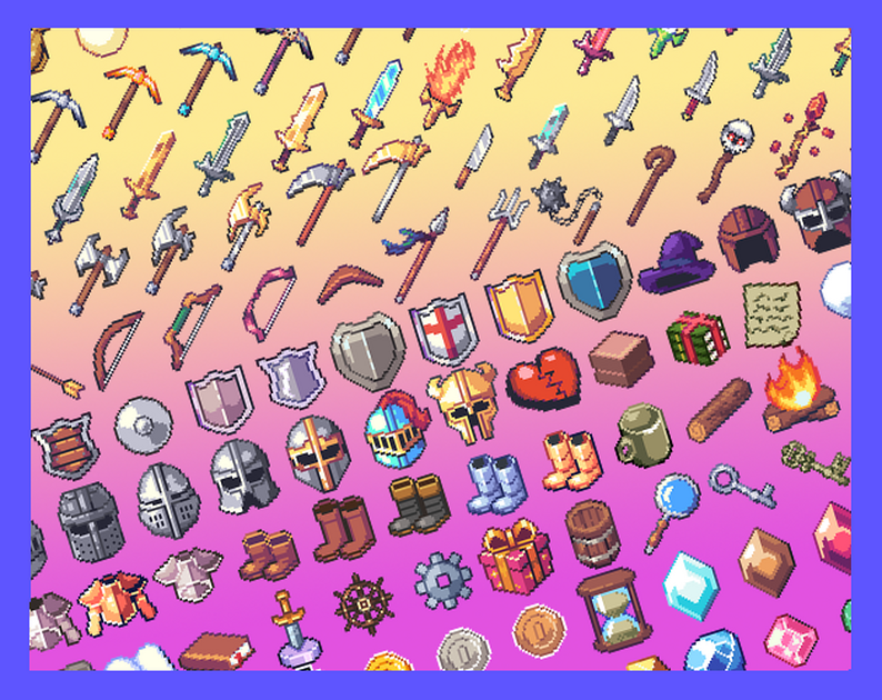 Medieval Crafts RPG Icon Pack 32x32 (250+ icons) by Kazzter