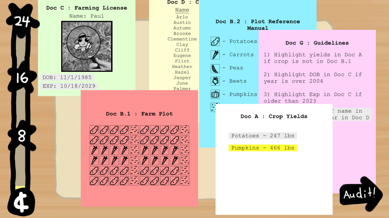 Harvestigator: An IRS Tax Auditing Game by Crow Seeds