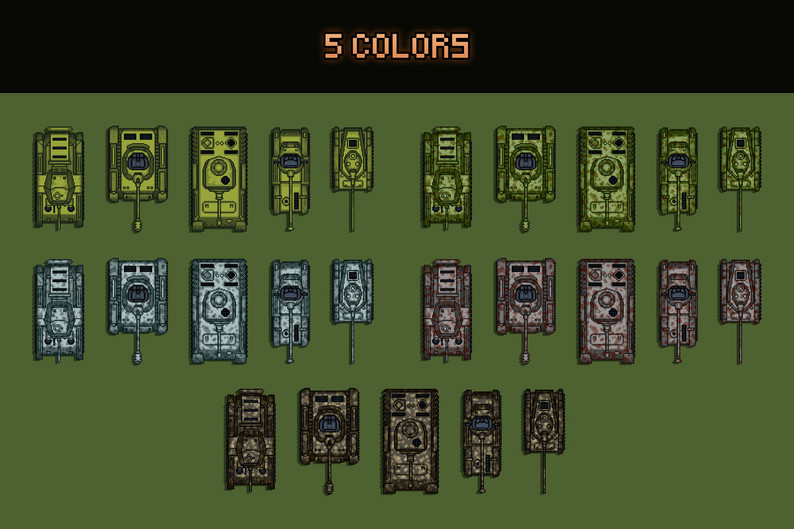 Top Down Tanks Pixel Art by Free Game Assets (GUI, Sprite, Tilesets)