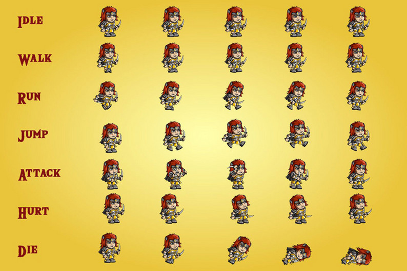 Free 2D Woman Warrior Sprite Sheets by Free Game Assets (GUI, Sprite ...