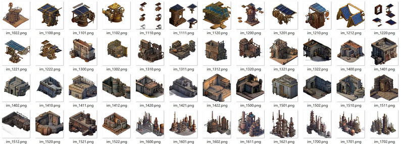 Isometric Buildings Sprites pack x340 by vfrabasil