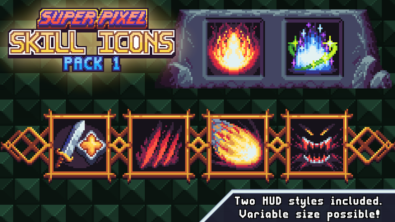 Super Pixel Skill Icons Pack 1 by unTied Games