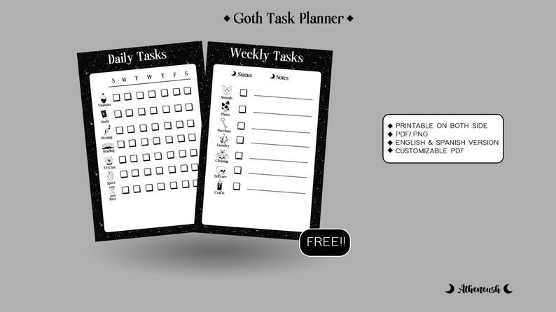 Goth Task Planner by Atheneush