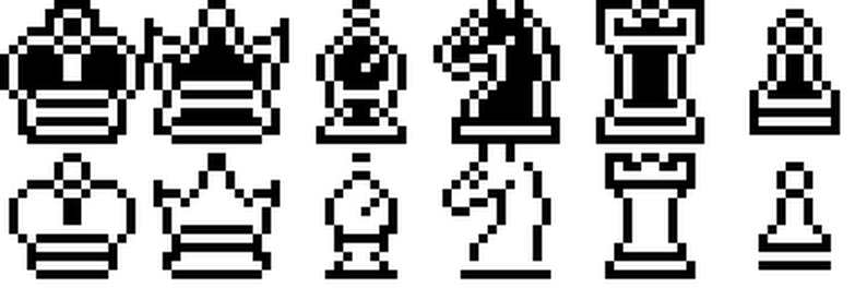 Chess Pieces 16x16 One-bit by BerryArray