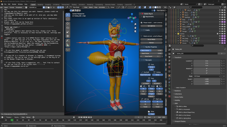 Tailsko (3D Model for Blender 3.4.1) by CappyAdams