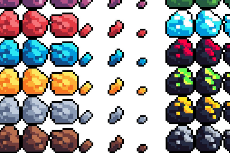FREE 16-Bit Ores Sprite Sheet by very.small.squares