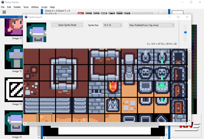 Raster Master Sprite/Map Editor for Windows 7/8/10/11 by RetroNick2020