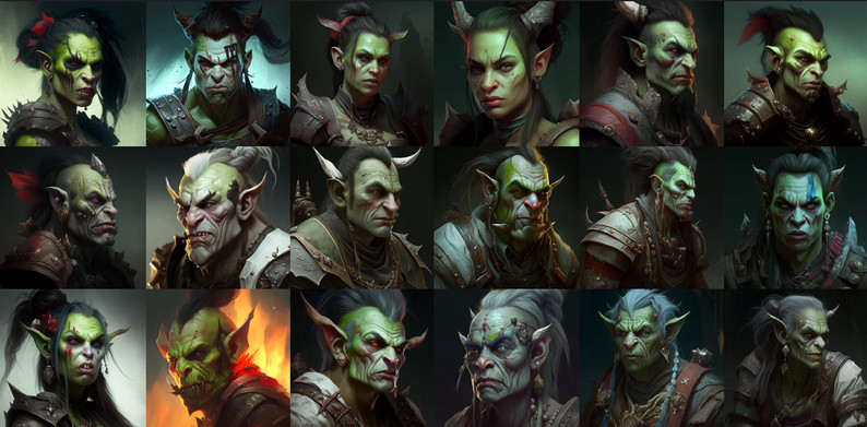 200 Orc Hero Fantasy Character Portraits by Corax Digital Art