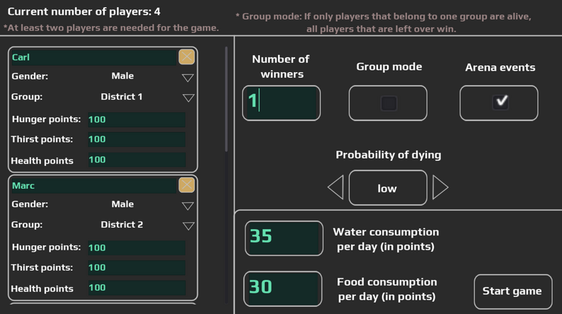 Advanced Hunger Games Simulator by TeacupCat