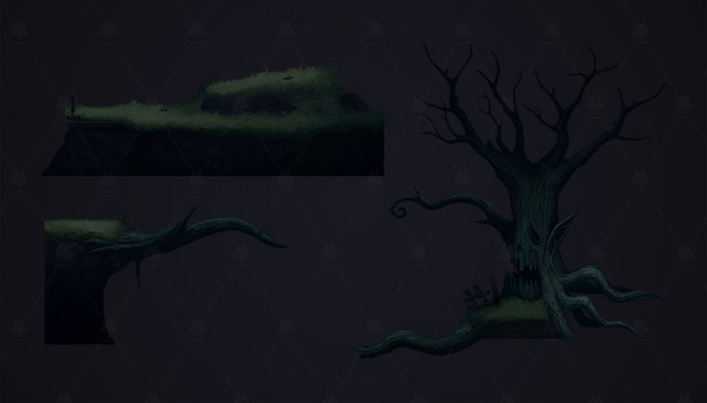 2D Hand Painted-Dark Fantasy forest by izizallart