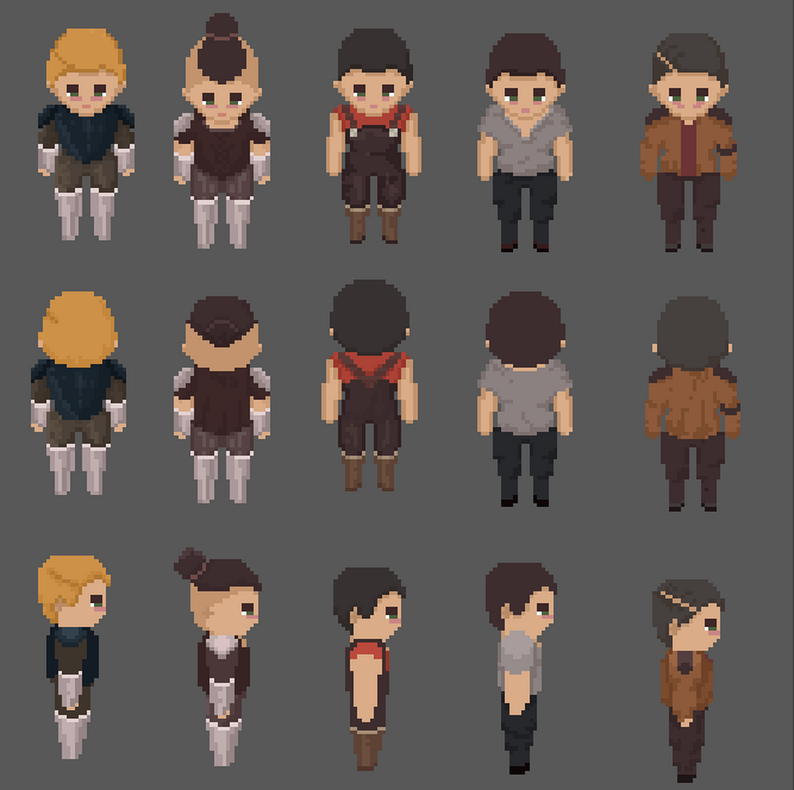 32×32 Top down pixel characters and weapons with no animation by ...