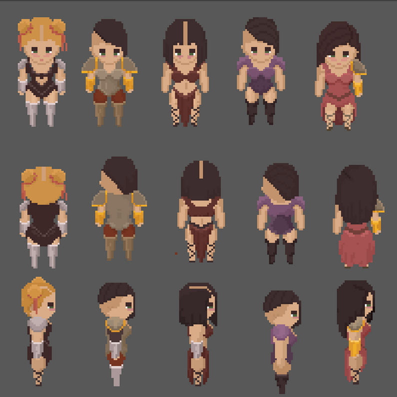 32×32 Top down pixel characters and weapons with no animation by ...