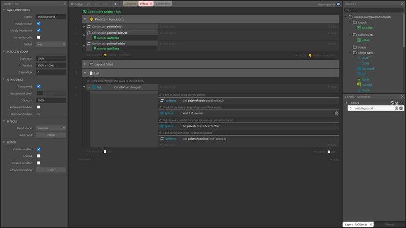 🎨 GameBoy-like Color Transition Template for Construct 3 by Sleeping Panda