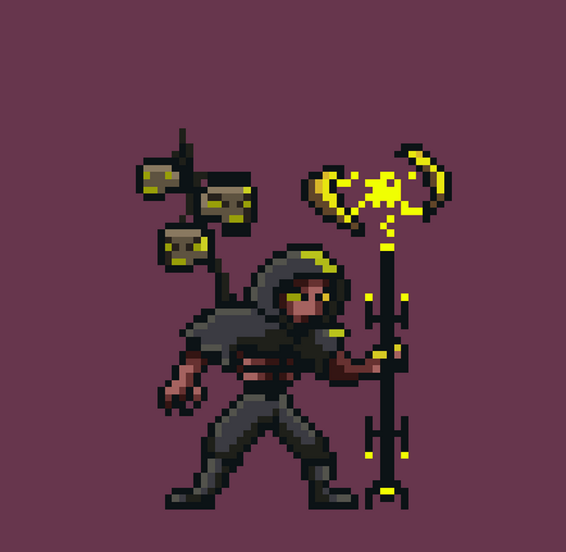 Pixel Necromancer + Skeleton by Kris Way