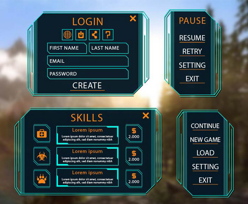 Sci-Fi and Futuristic Game UI Asset Pack by SunGraphica