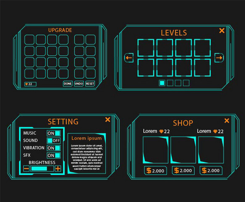 Advanced Sci-Fi Game user interface asset pack by SunGraphica