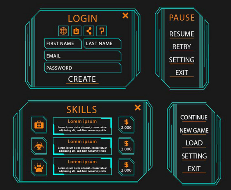 Advanced Sci-Fi Game user interface asset pack by SunGraphica