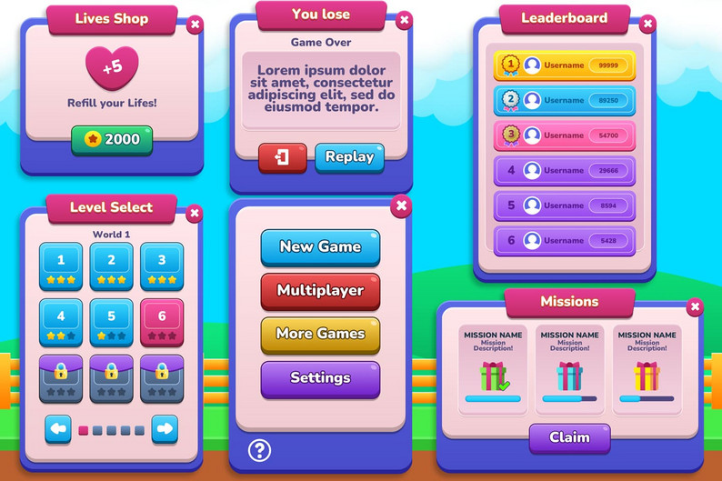 Casual GUI for Mobile Games #3 by Renderman