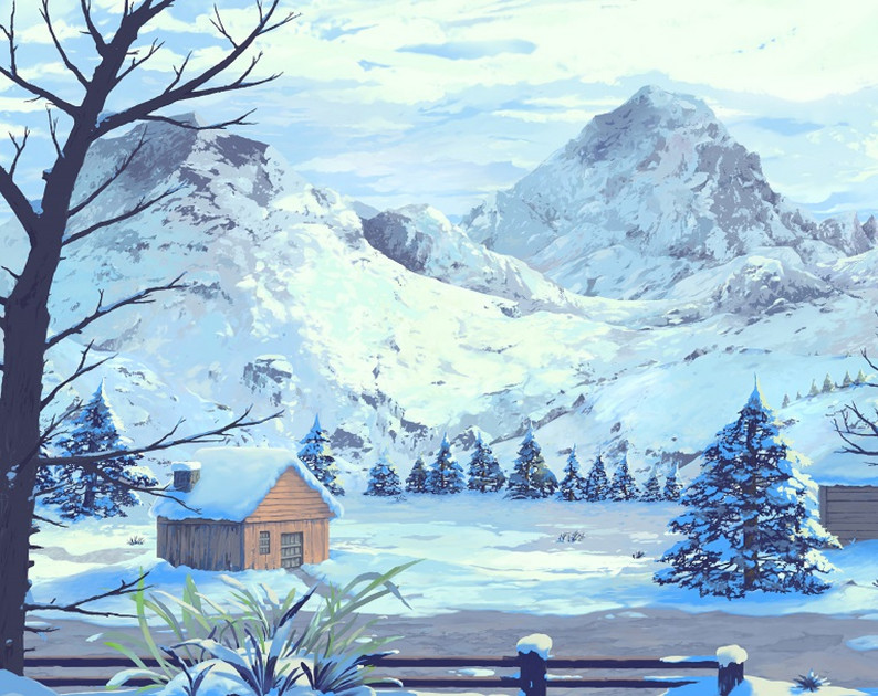 Snowy Village - Game Background by ludicarts