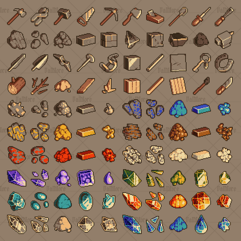 100 Pixel Art Resource icons by MedievalMore