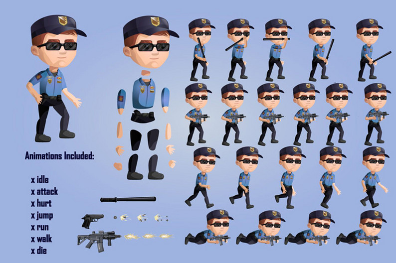Free 2D Police Character Sprites by Free Game Assets (GUI, Sprite ...