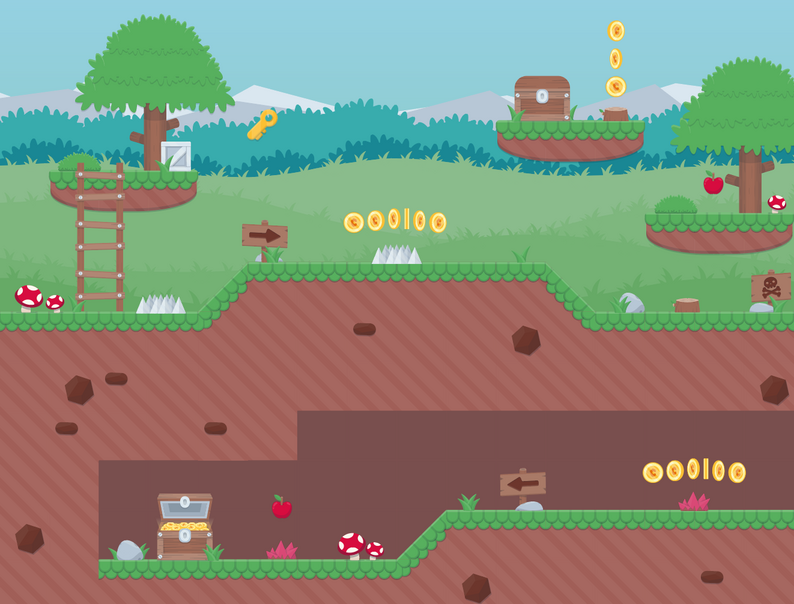 Free Tileset Cartoon 2D Platformer by Shane-Lee