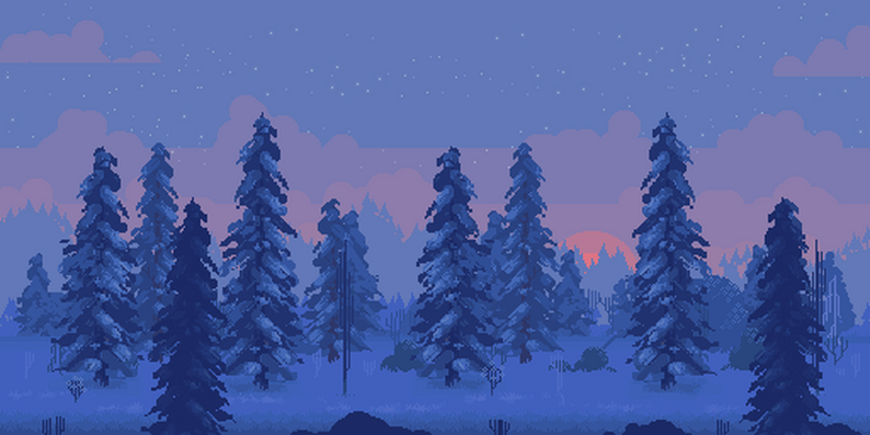 Free Pixel Art Winter Forest by edermunizz