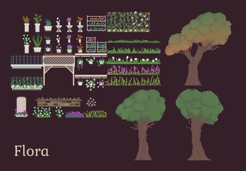 16x16 Sidescroller Floral Vintage Interior & Exterior Tilesets by nnda