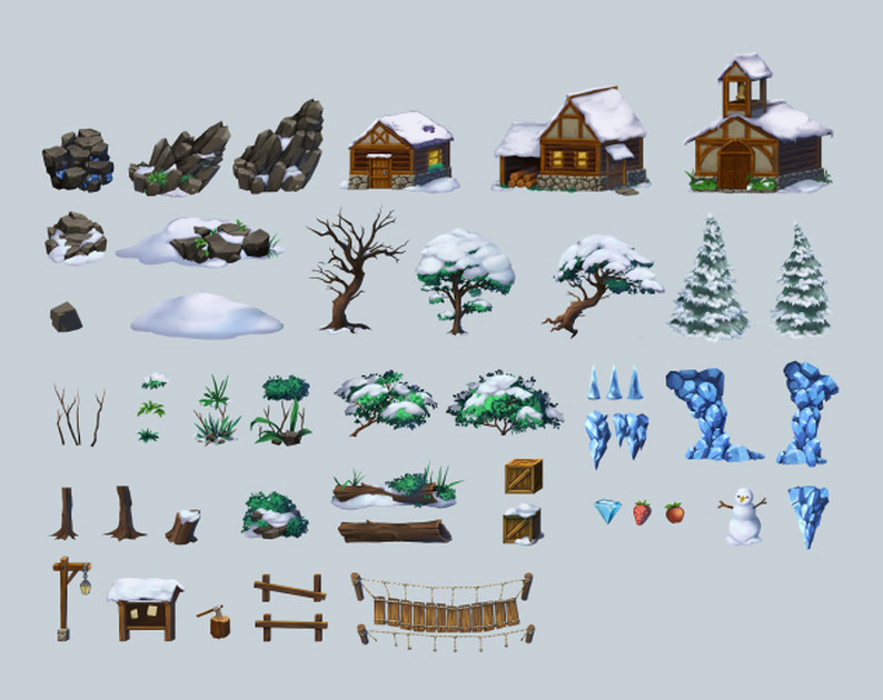 Snowy Town - Game Tileset by ludicarts