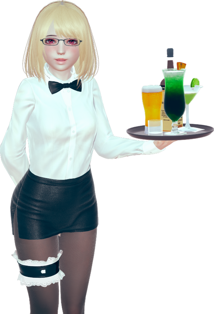 Waitress Visual Novel Character Sprite with Photoshop file by Quark_Yifu