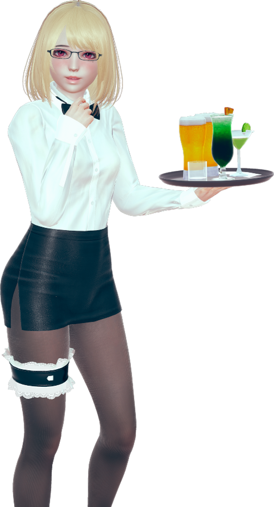 Waitress Visual Novel Character Sprite with Photoshop file by Quark_Yifu