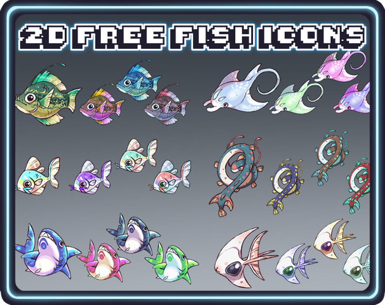 2D Free Fish Icons by VoodooMoose