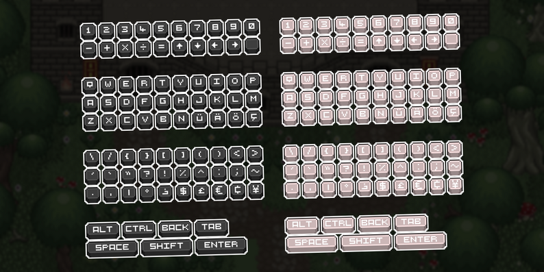 Keyboard UI 16x16 Pixelart asset pack by ELV Games