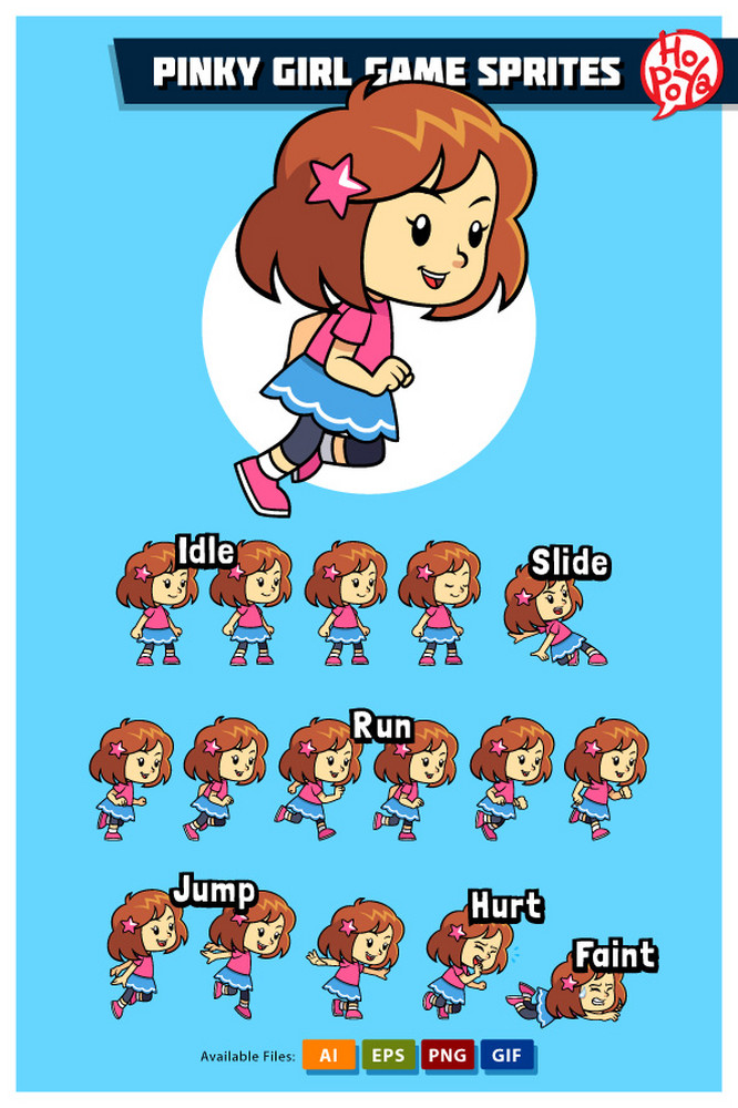 Pinky Girl Game Sprites by mikailain