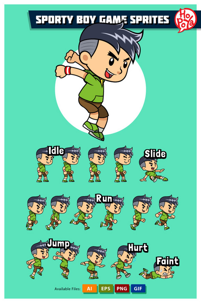 Sporty Boy Game Sprites by mikailain