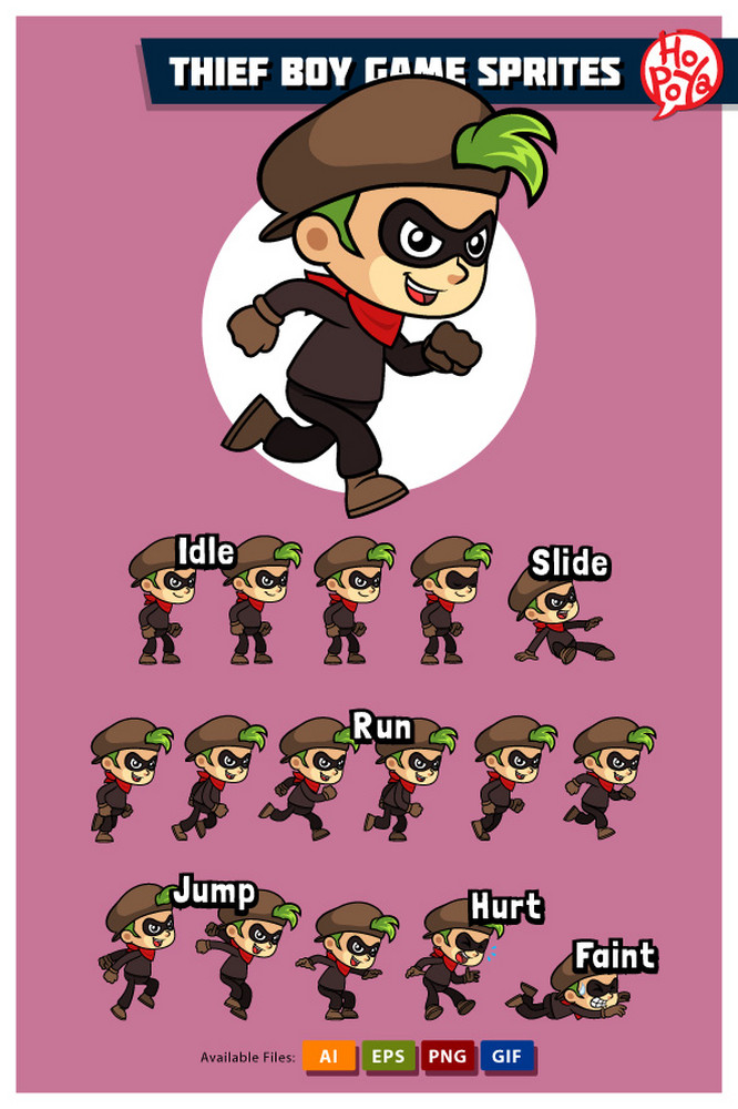 Thief Boy Game Sprites by mikailain